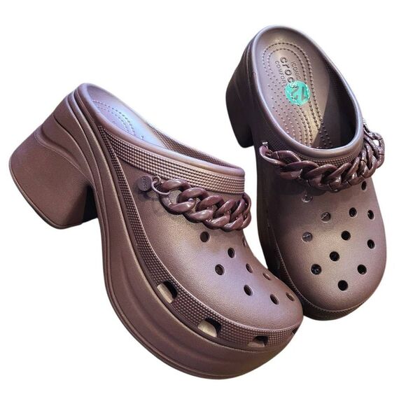 CROCS | Shoes | New Crocs Clogs Womens 2 Cherry Brown Siren Chain ...
